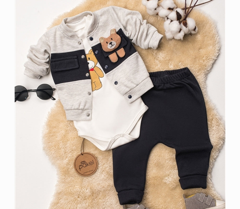Teddy Cuddle 3-Piece Baby Boy Set – Ghazal Boutique